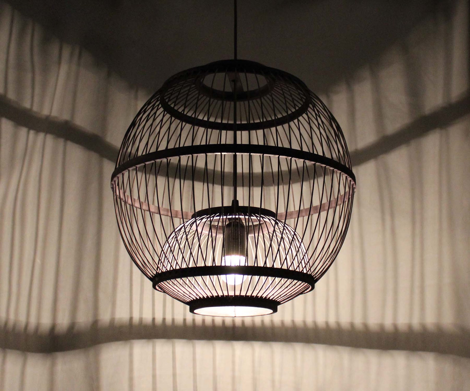 Spherical Bamboo Sticks Lighting Fixtures Black Vintage - Etsy