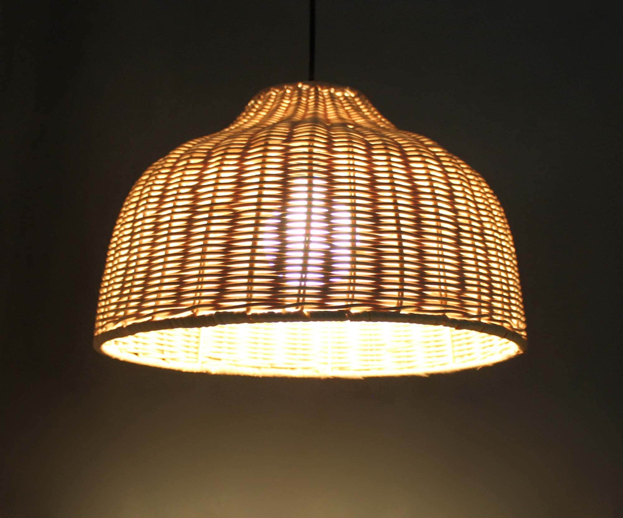 Hat-shaped Rattan Pendant Light - Shade's Diameter 35 Cm / 13.7 Inches ...