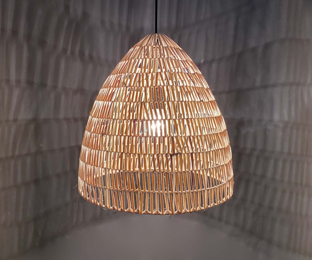 Handwoven Rattan Conical Pendant Lights Basket Shade's Width 15'' OR ...