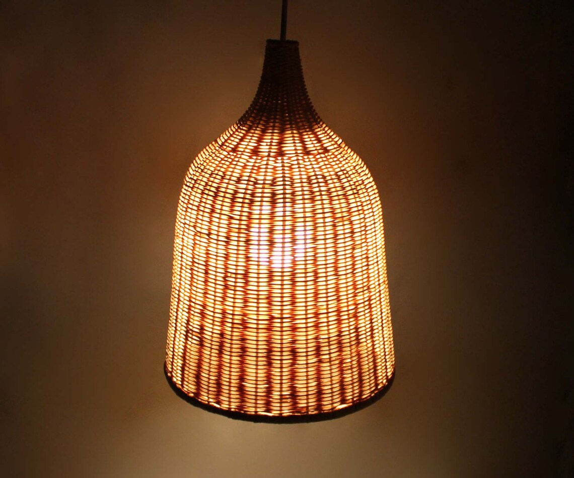 Rattan Basket Hanging Lighting Rattan Pendant Light Rustic - Etsy