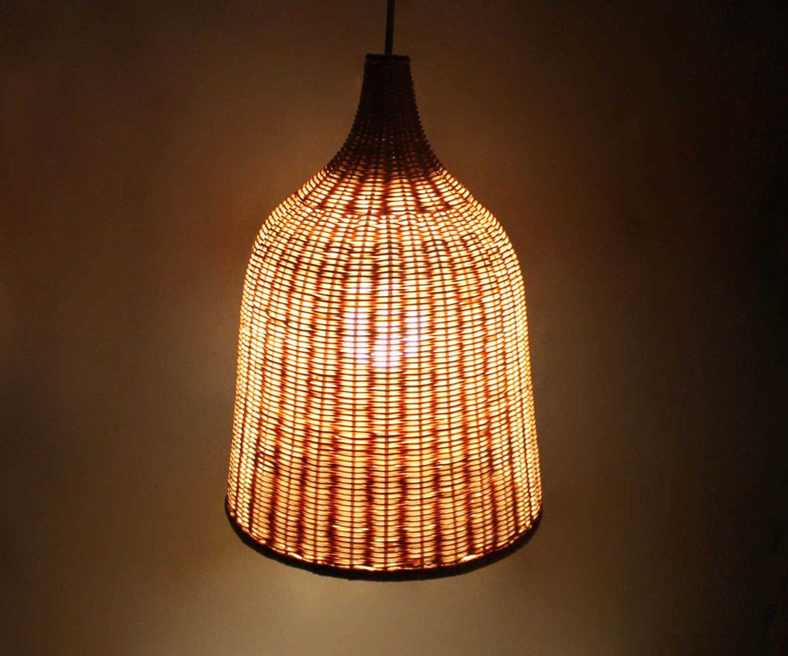 Rattan Basket Hanging Lighting Rattan Pendant Light Rustic - Etsy