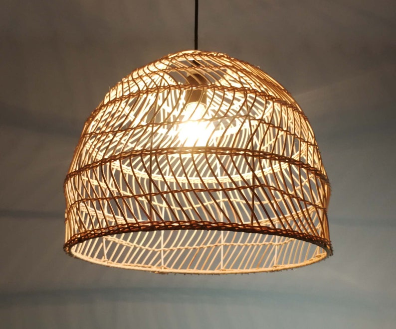 Bell-shaped Rattan Pendant Light Natural Rattan Color or | Etsy