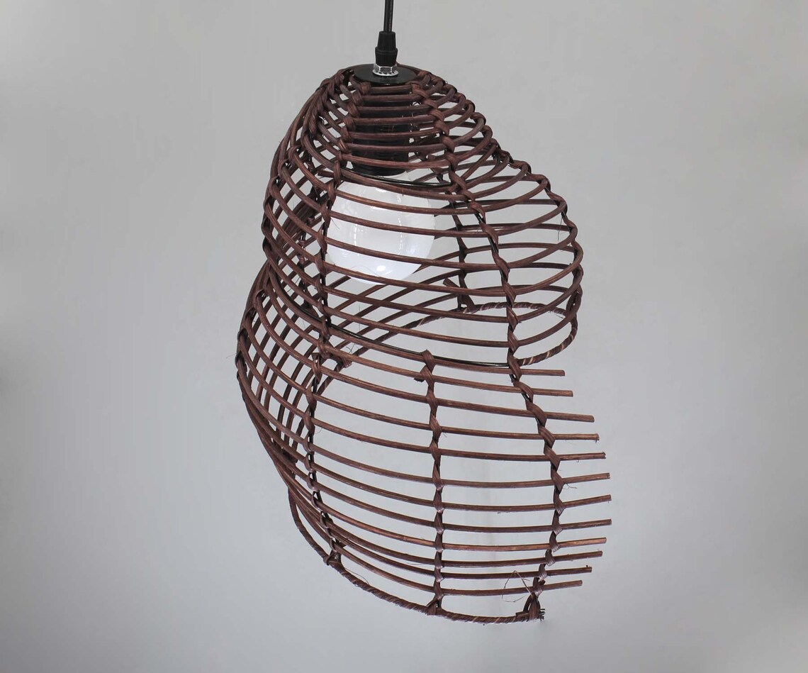 Conch Shaped Lighting - Conch Lighting - Rattan Pendant Light - Rustic ...