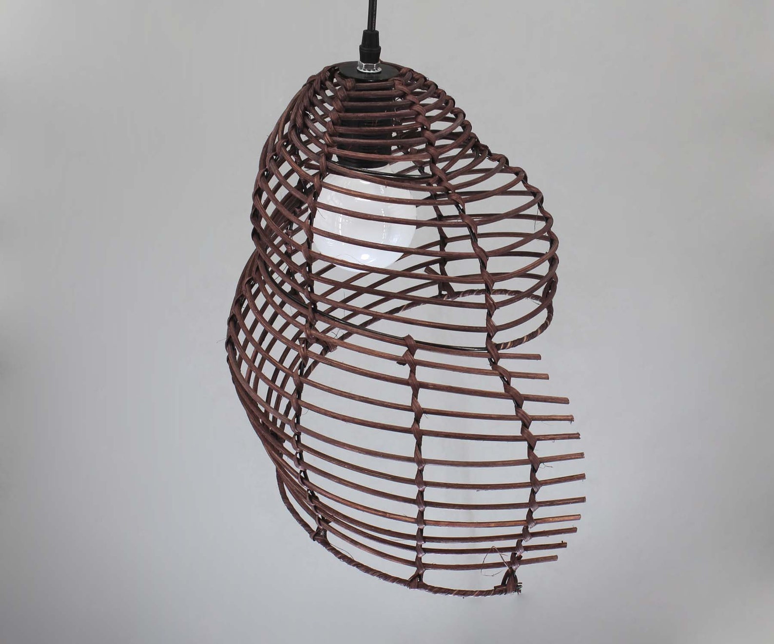 Conch Shaped Lighting - Conch Lighting - Rattan Pendant Light - Rustic ...