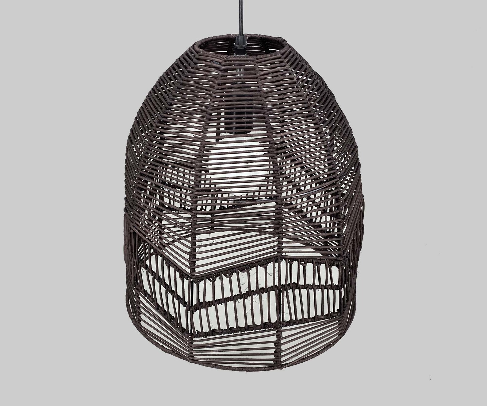 Black Rattan Bell-Shaped Pendant Light Rustic Lighting | Etsy