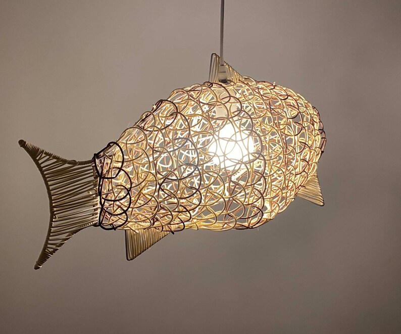 Handwoven Fish Shaped Rattan Pendant Lights Fish Lighting - Etsy