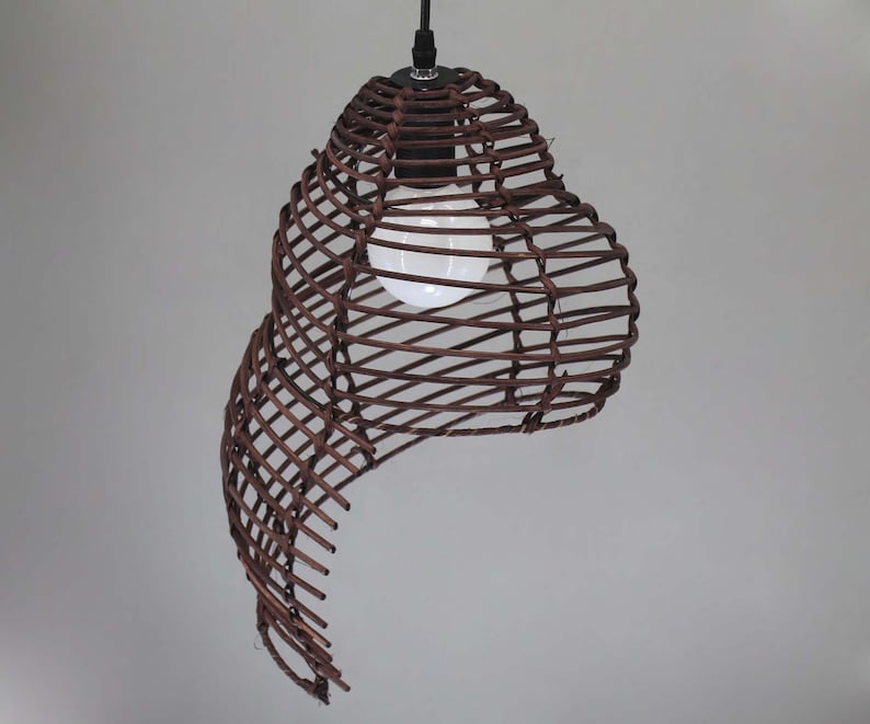 Conch Shaped Lighting Conch Lighting Rattan Pendant Light - Etsy