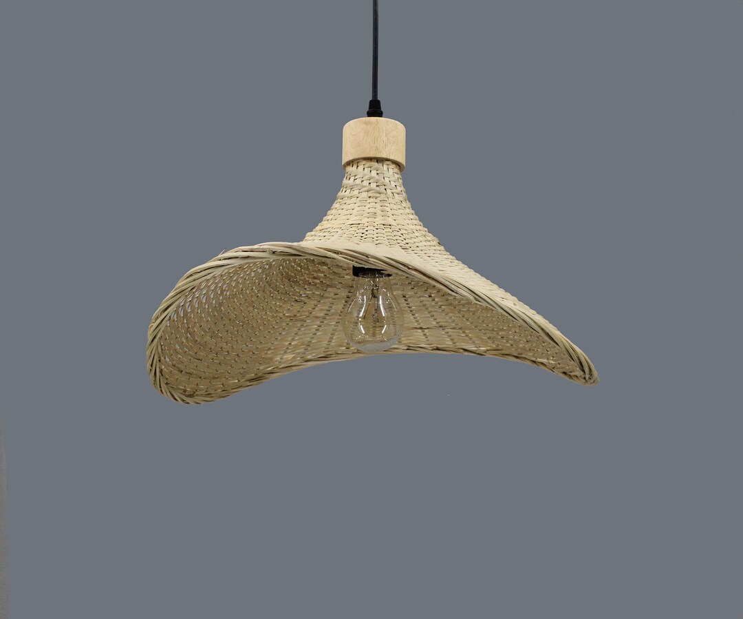 Bamboo Hat-shaped Pendant Light Decorative Ceiling Lighting Shade's ...