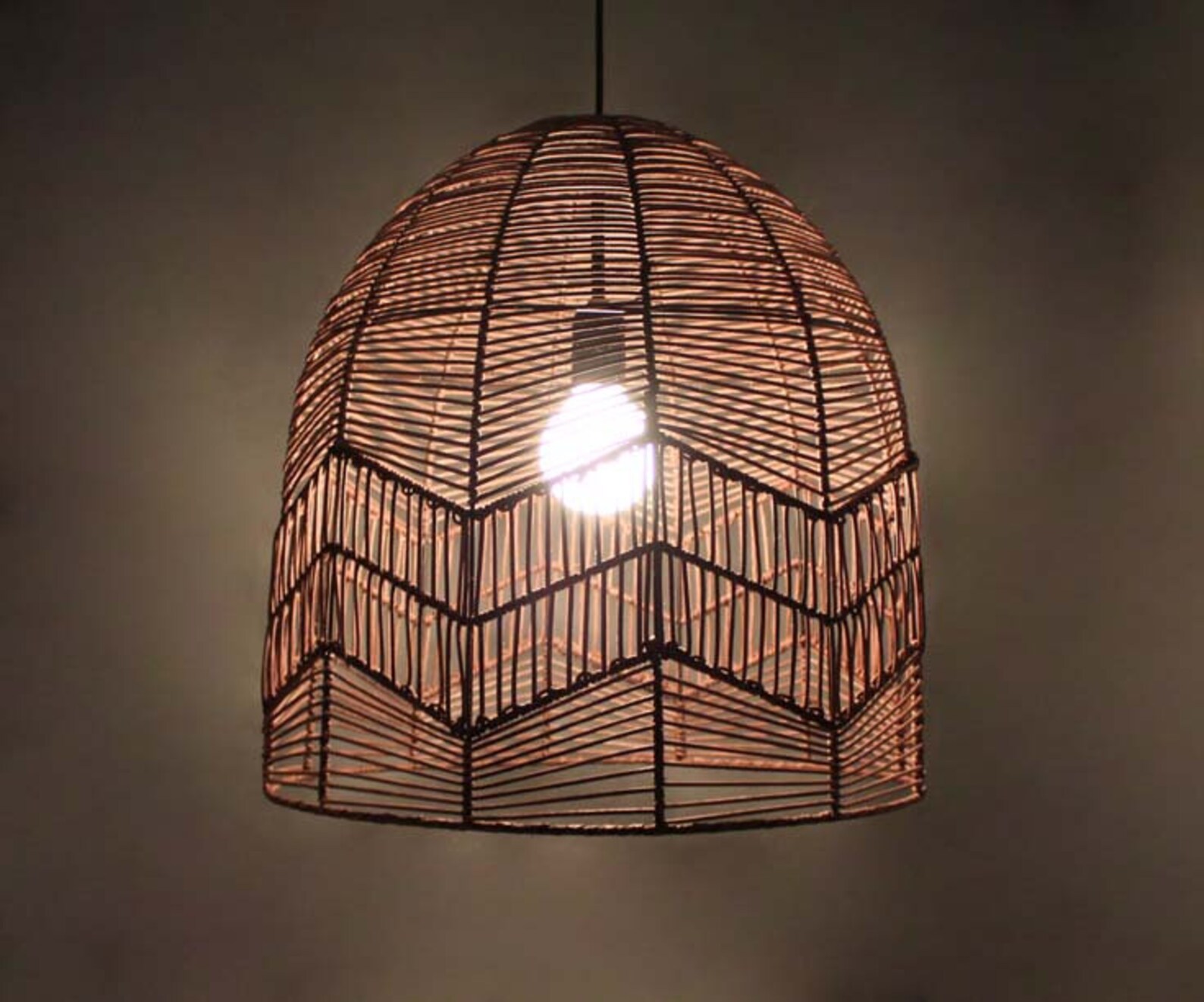 Hand-knitted Brown Rattan Pendant Lighting-bell Shape Design - Etsy