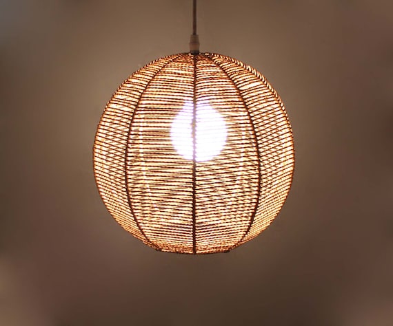 Light Brown Paper Rope Pendant Light Hand Woven Rope | Etsy