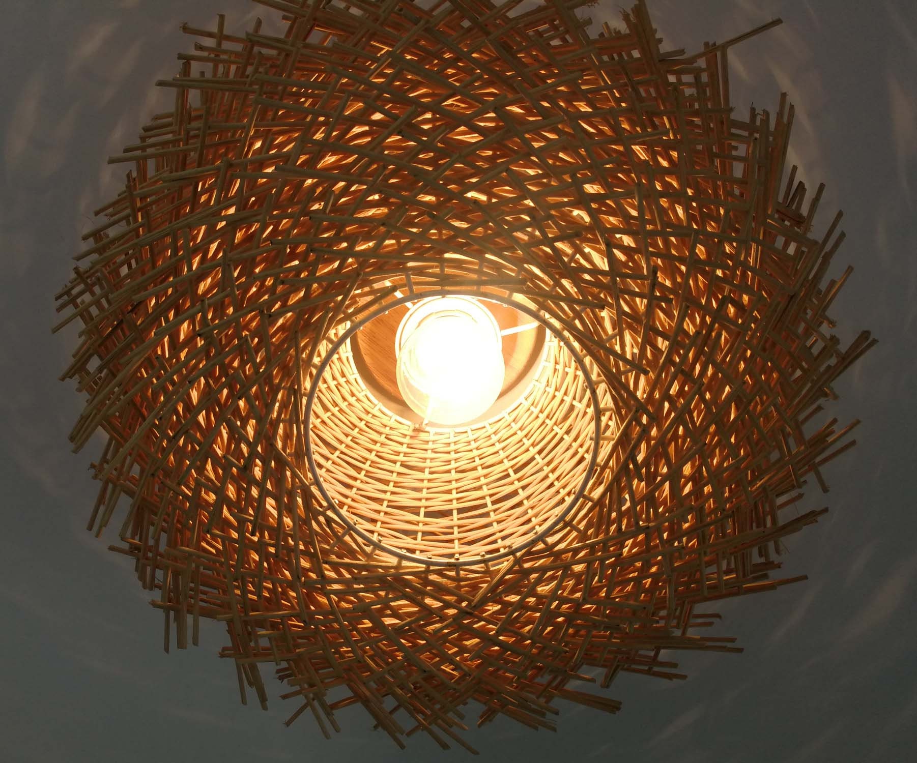 Rattan Bird Nest Flush Mount Fixture Diameter 40 cm / | Etsy