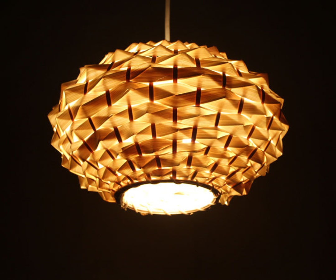 Handwoven Bamboo Pendant Light: Wave Lampshade (11"x7") - Etsy