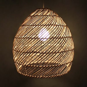 Sloping Hand Woven Process Rattan Pendant Light -rustic Lighting ...