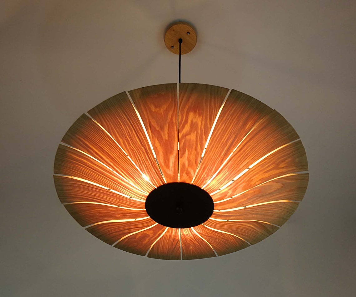 Circular Shape Wooden Paper Pendant Light Diameter 54 Cm / - Etsy