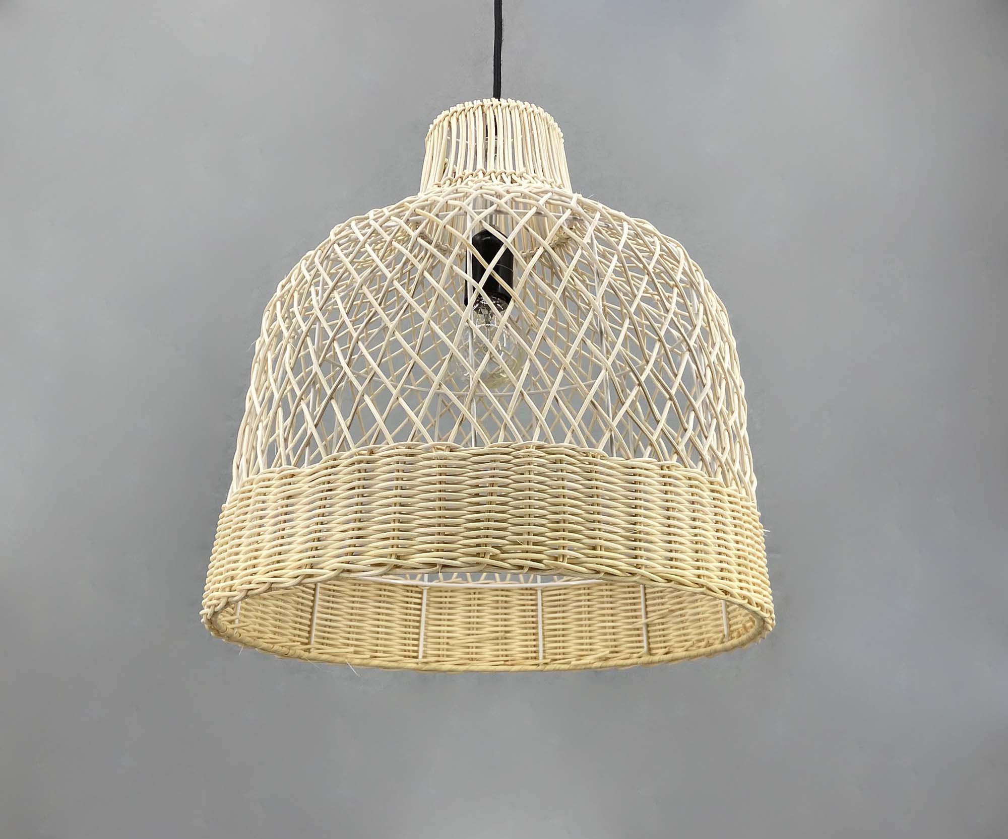 Rattan Basket Pendant Light – Rustic Woven Lighting Fixture, 15.7 ...