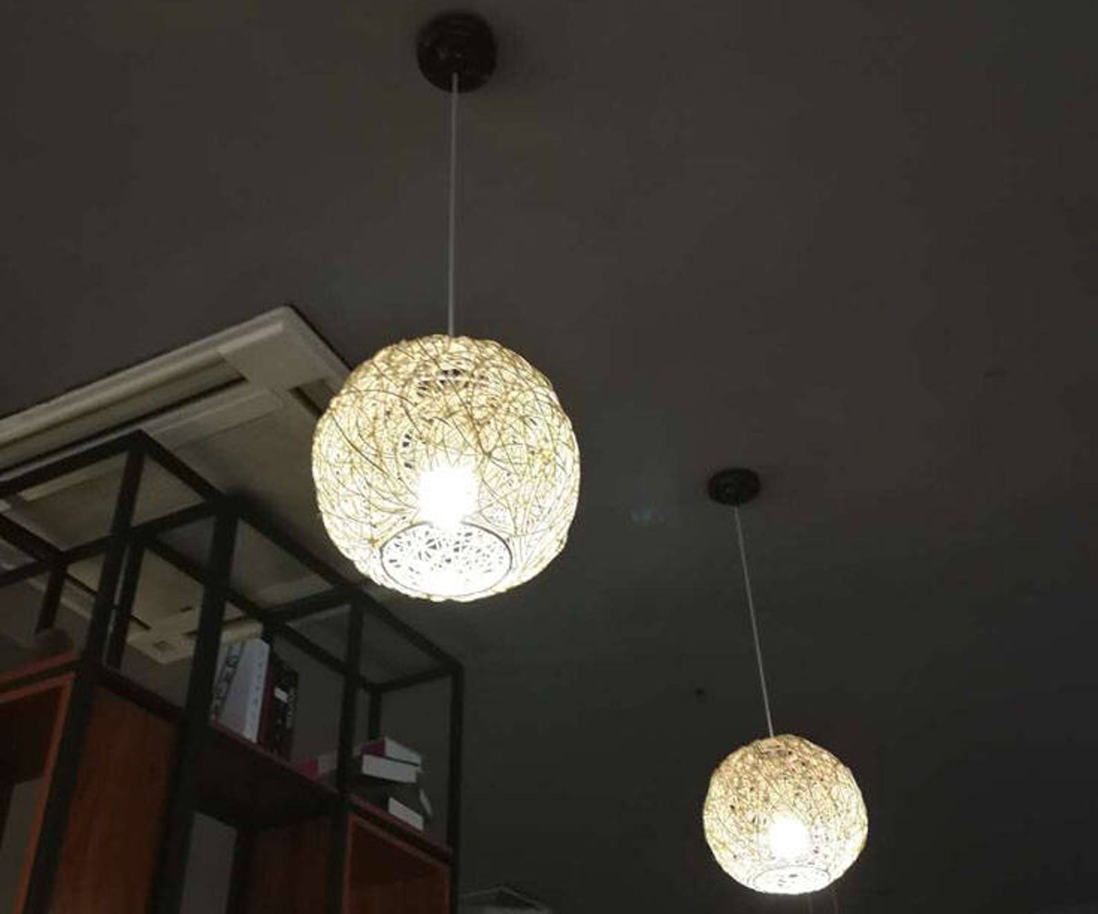 Natural Rattan Sphere Pendant Lights-ball Lamp Shade-hanging - Etsy