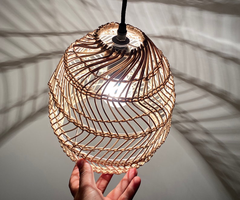 Small Rattan Pendant Light - Rattan Basket Shaped Lighting- Width 9.5 ...