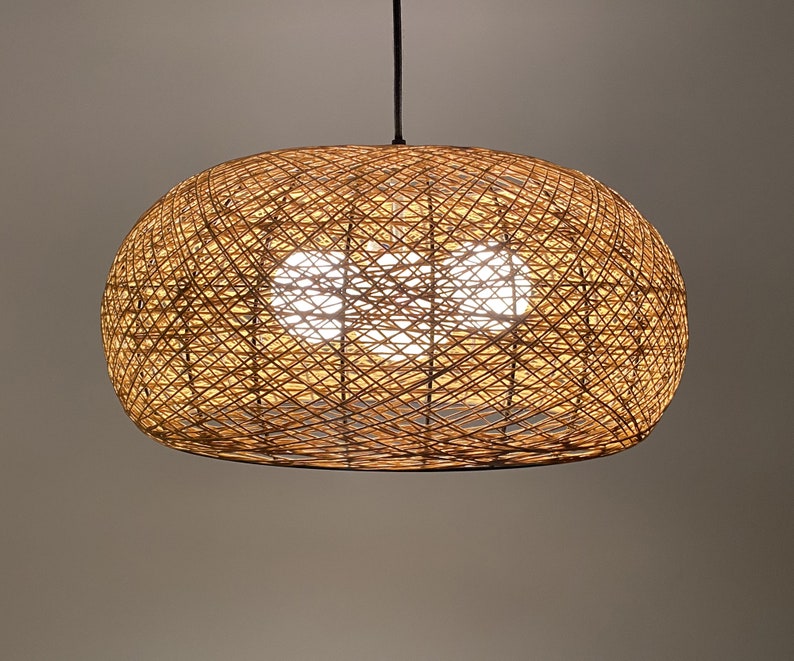 Hand Woven Hemp Rope Pendant Light Width - Etsy
