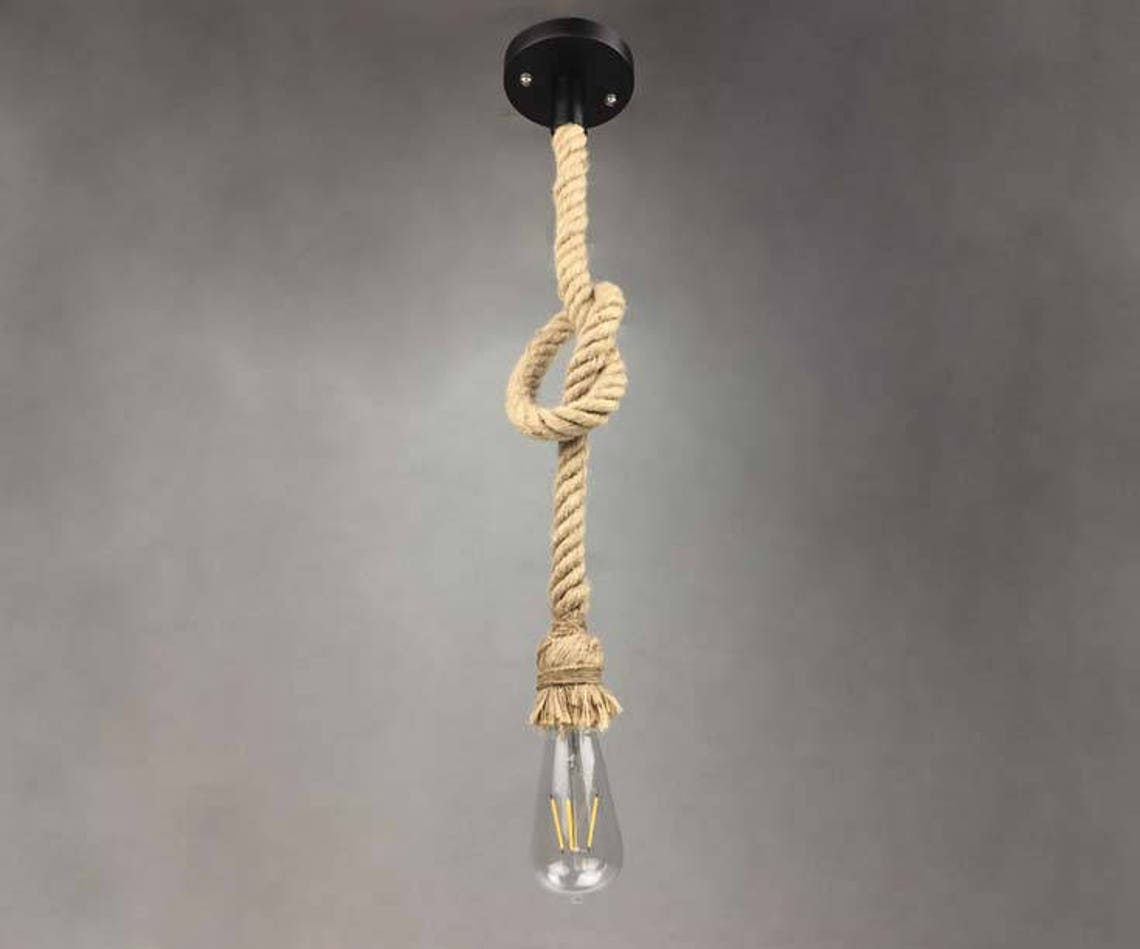 Hemp Rope Pendant Lighting-rope Lamp Fixtures-rural | Etsy