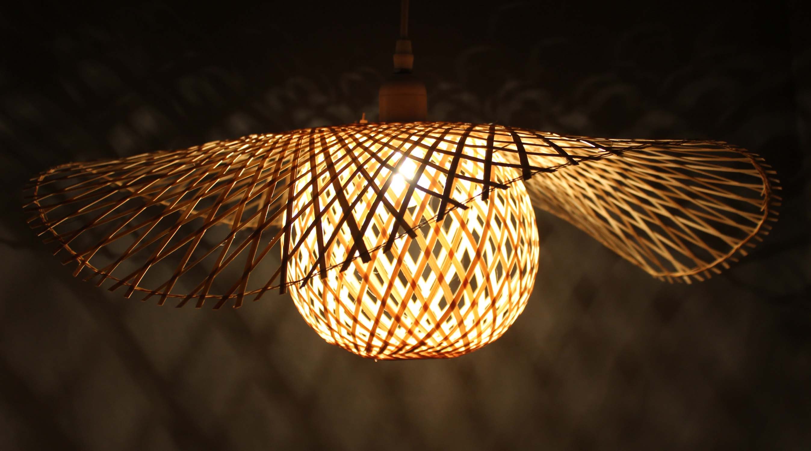 Wave Shaped and Small Sphere Lampshade Bamboo Pendant Light | Etsy