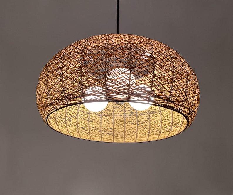 Hand Woven Hemp Rope Pendant Light Room Ceiling Lighting | Etsy