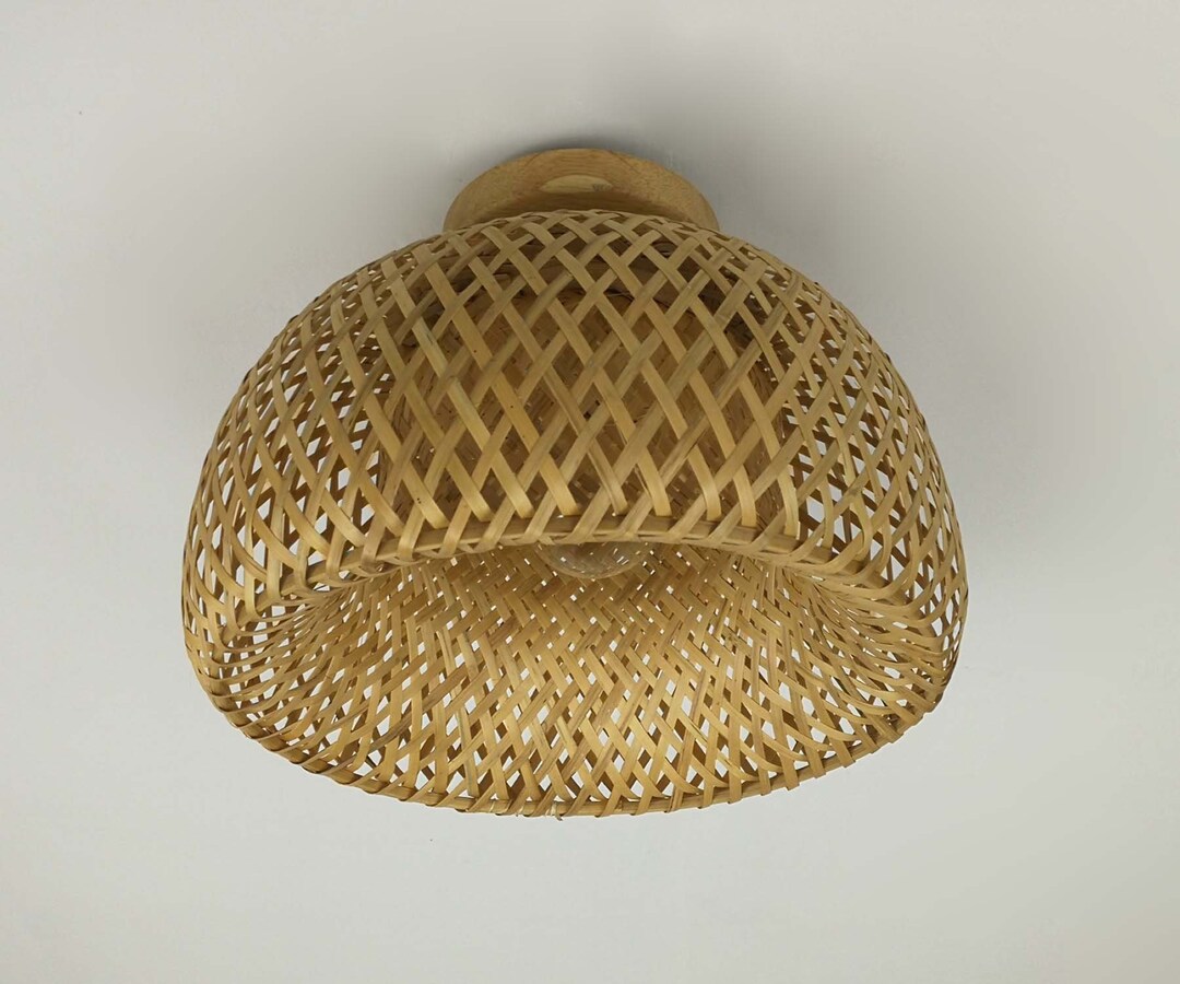 Bamboo Hat-shaped Flush Mount Lighting Fixture - Passageway Lighting ...
