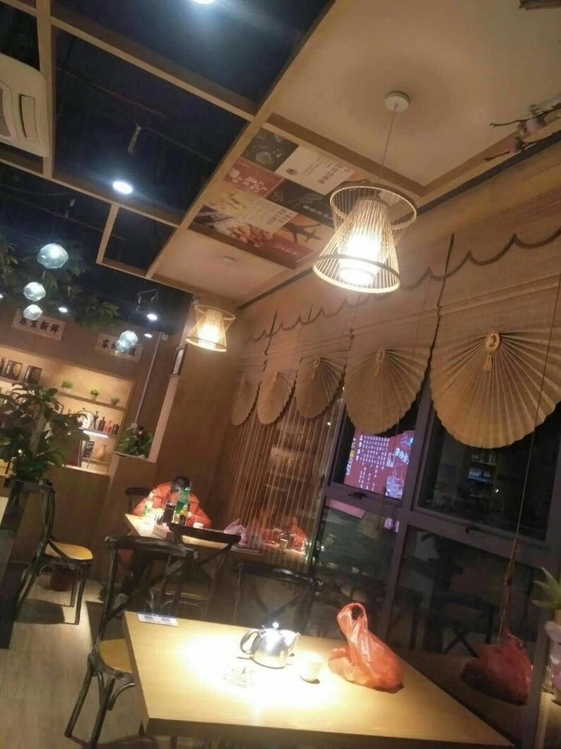 Staggered Form Bamboo Sheets Pendant Light One E27/E26 Lamp - Etsy