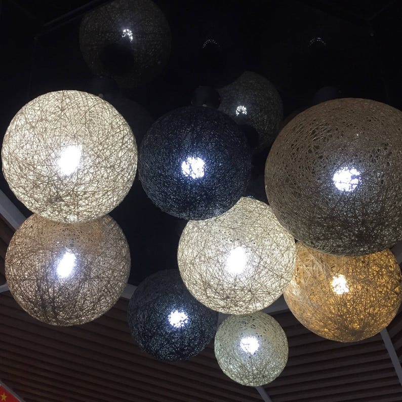 Handwoven Paper Rope Pendant Light: Spherical Chandelier - Etsy