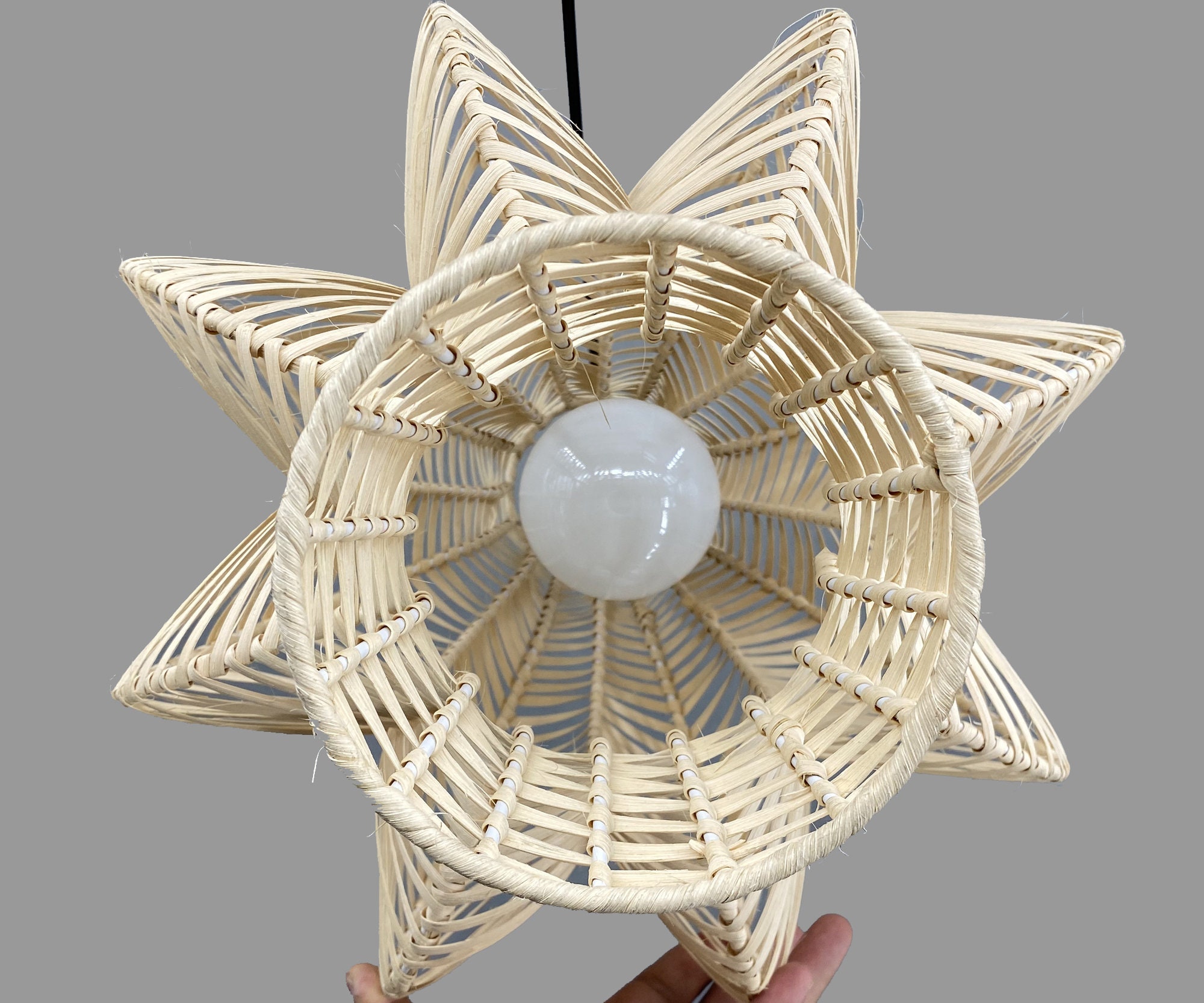 Handwoven Rattan Pendant Light,flower Vase Shaped Lighting Fixture,room ...