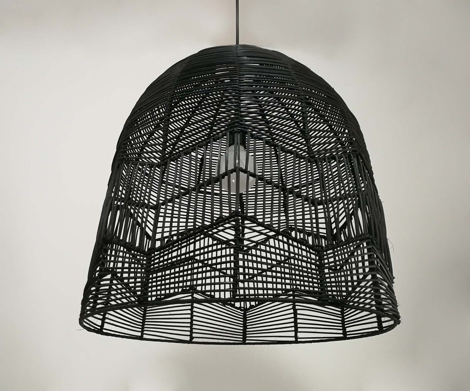 One Black Rattan Pendant Light Shade's Diameter 50 - Etsy