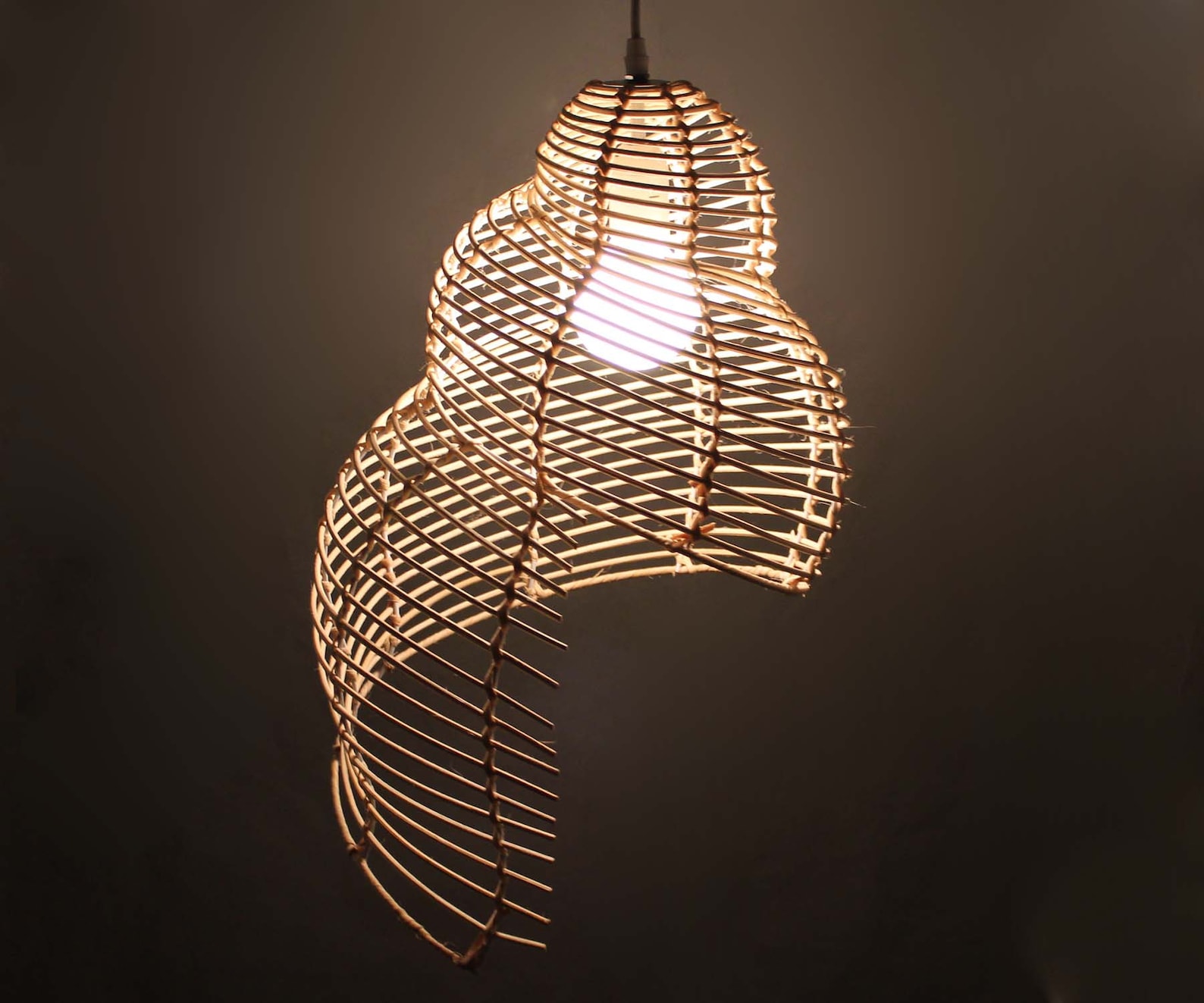 Conch-shaped Pendant Light - Natural Rattan Color - Dimension:30 Cm X ...
