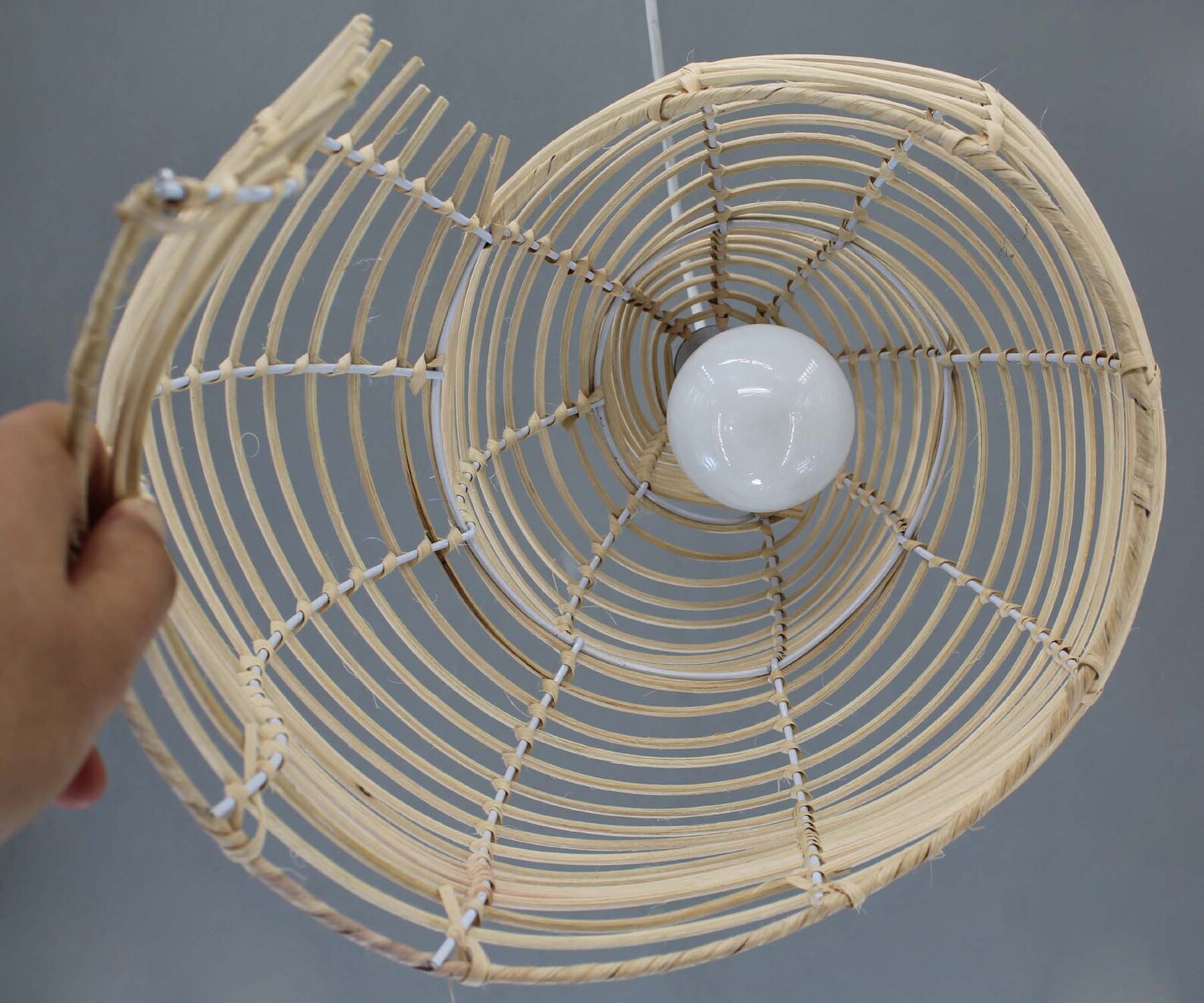 Conch-shaped Pendant Light - Natural Rattan Color - Dimension:30 Cm X ...