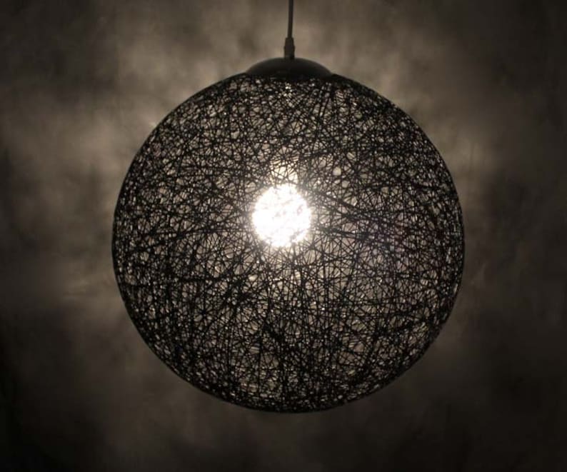Black Rope Sphere Pendant Lights-diameter 19.7 Inches 50 Cm - Etsy