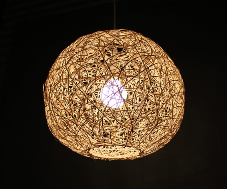 White Rattan Sphere Pendant Lights-ball Lamp Shade-hanging - Etsy