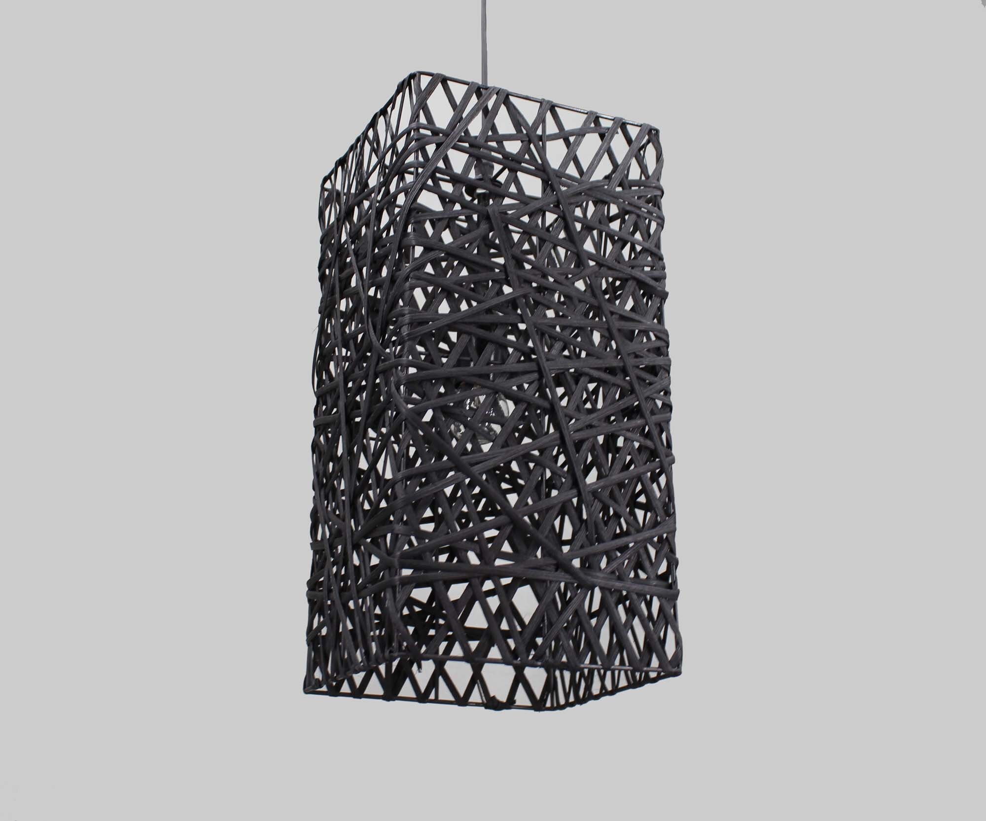 Home & Living Rustic lamp Rattan Pendant Lights Cuboid Shaped Pendant ...