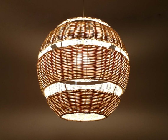 Viwei NEW Creative Elliptical Shape Pendant Light Rattan | Etsy