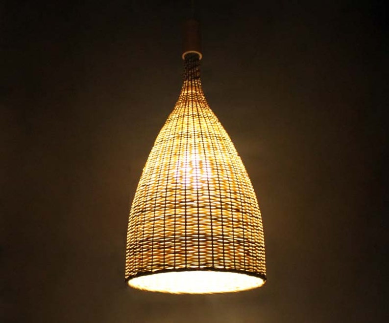Flared Bamboo Pendant Lights-bamboo Ceiling Lighting-bamboo - Etsy