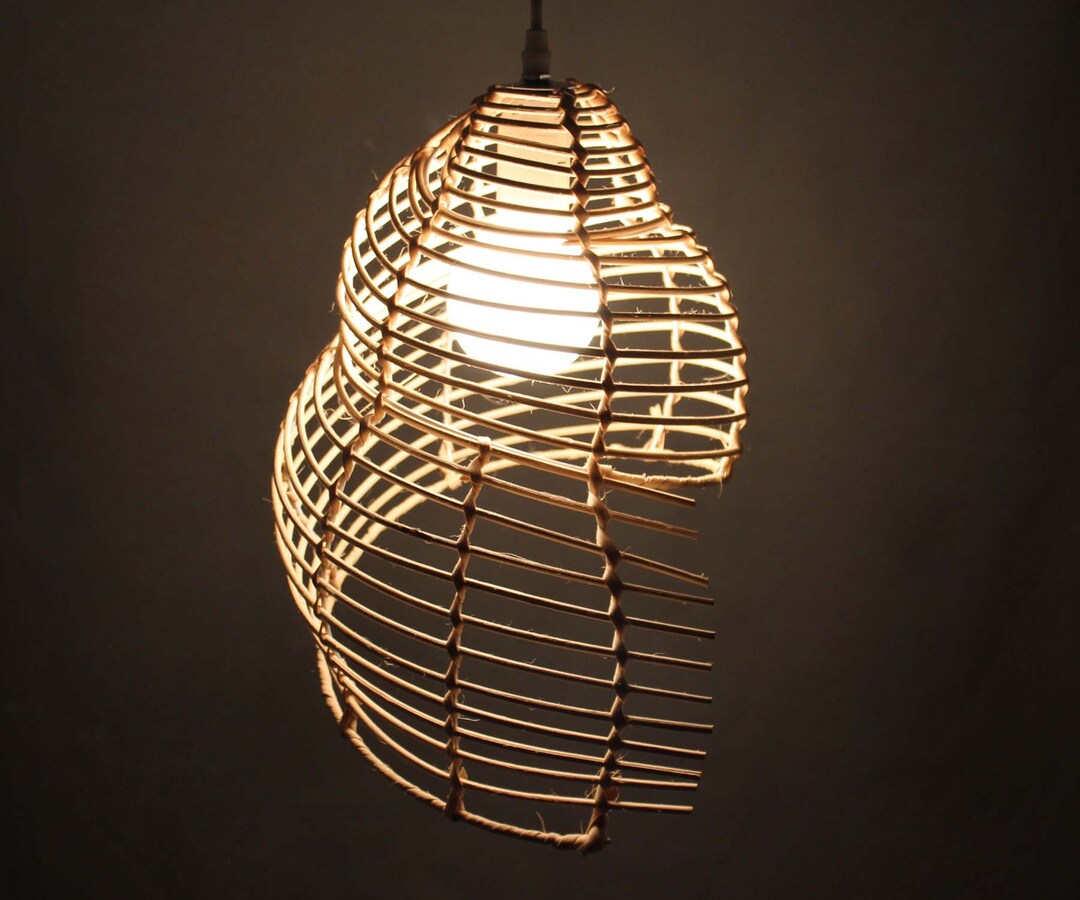 Conch Shaped Natural Rattan Color Pendant Lights - Conch Lighting ...