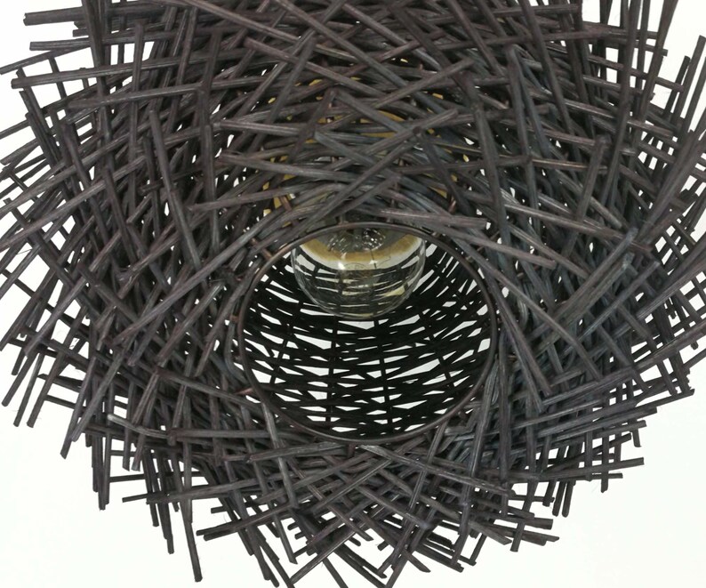 Black Rattan Bird Nest Pendant Light Bird Nest Lighting | Etsy