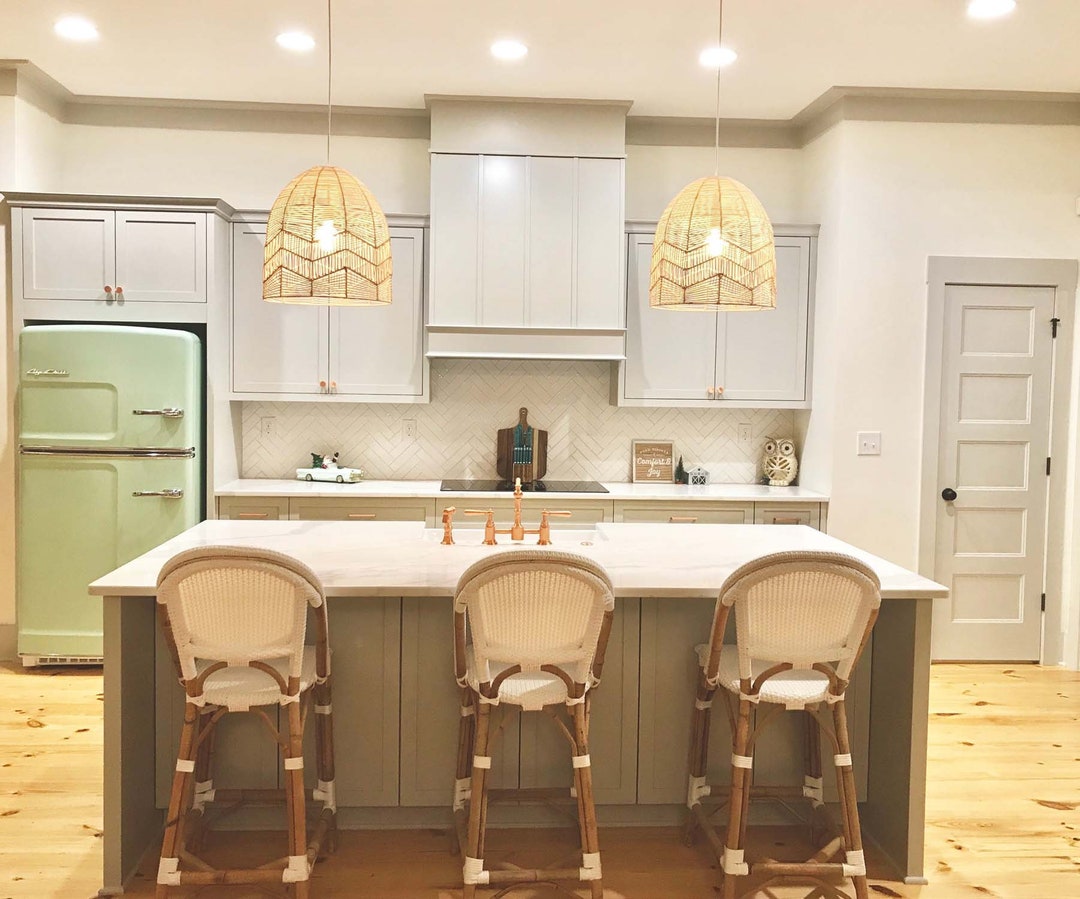 Rattan Pendant Light Fixtures - Natural Rattan Color - Rustic Lighting ...