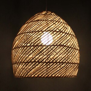 Sloping Hand Woven Process Rattan Pendant Light -rustic Lighting ...