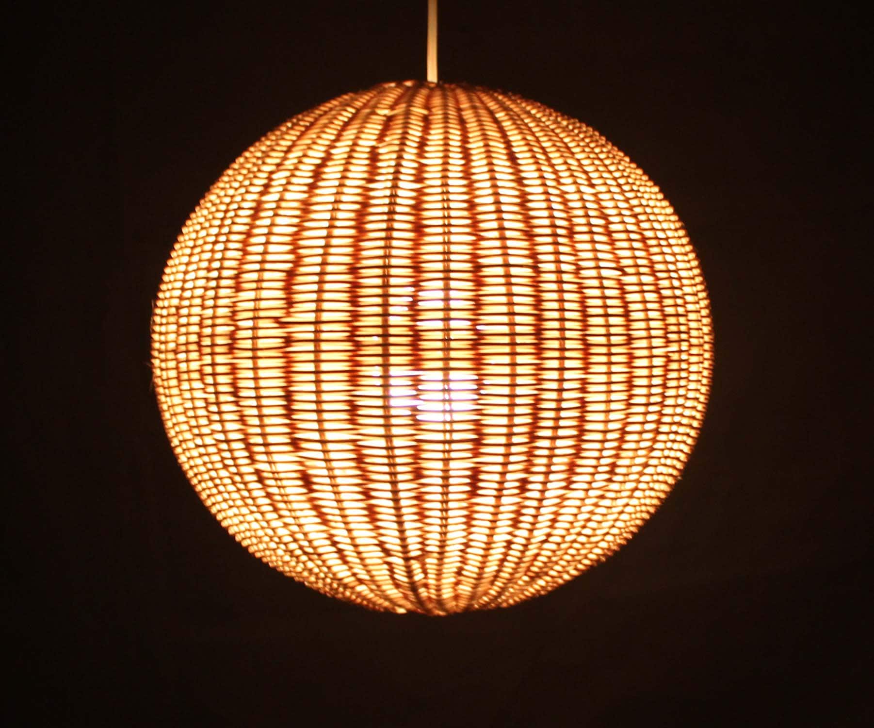 Spherical Rattan Pendant Lights-rattan Lighting-rustic | Etsy UK