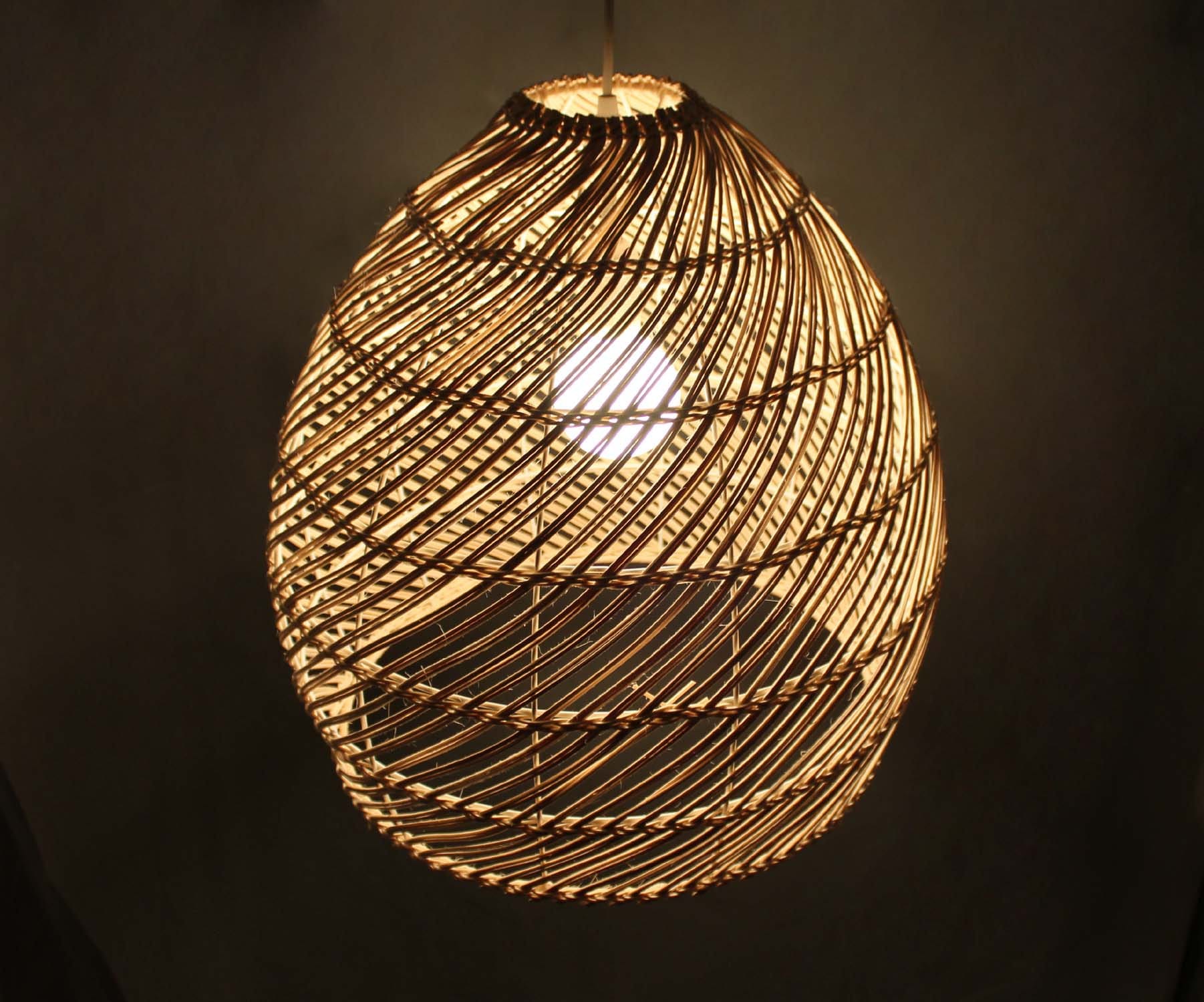 Handmade Sloping Shape Rattan Pendant Light Rustic Lighting | Etsy