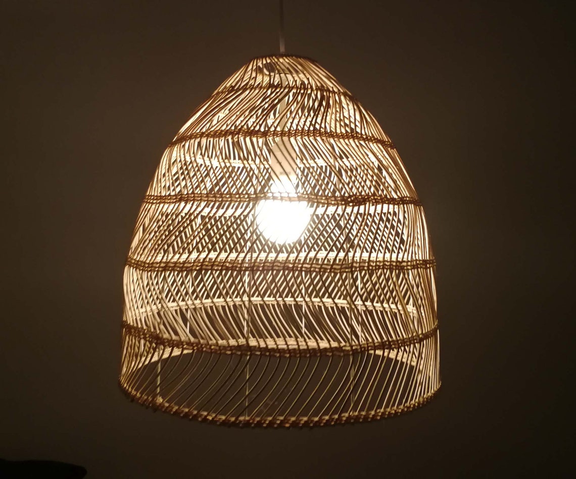 Wavy Rattan Pendant Light Rustic Rattan Lighting Rustic | Etsy