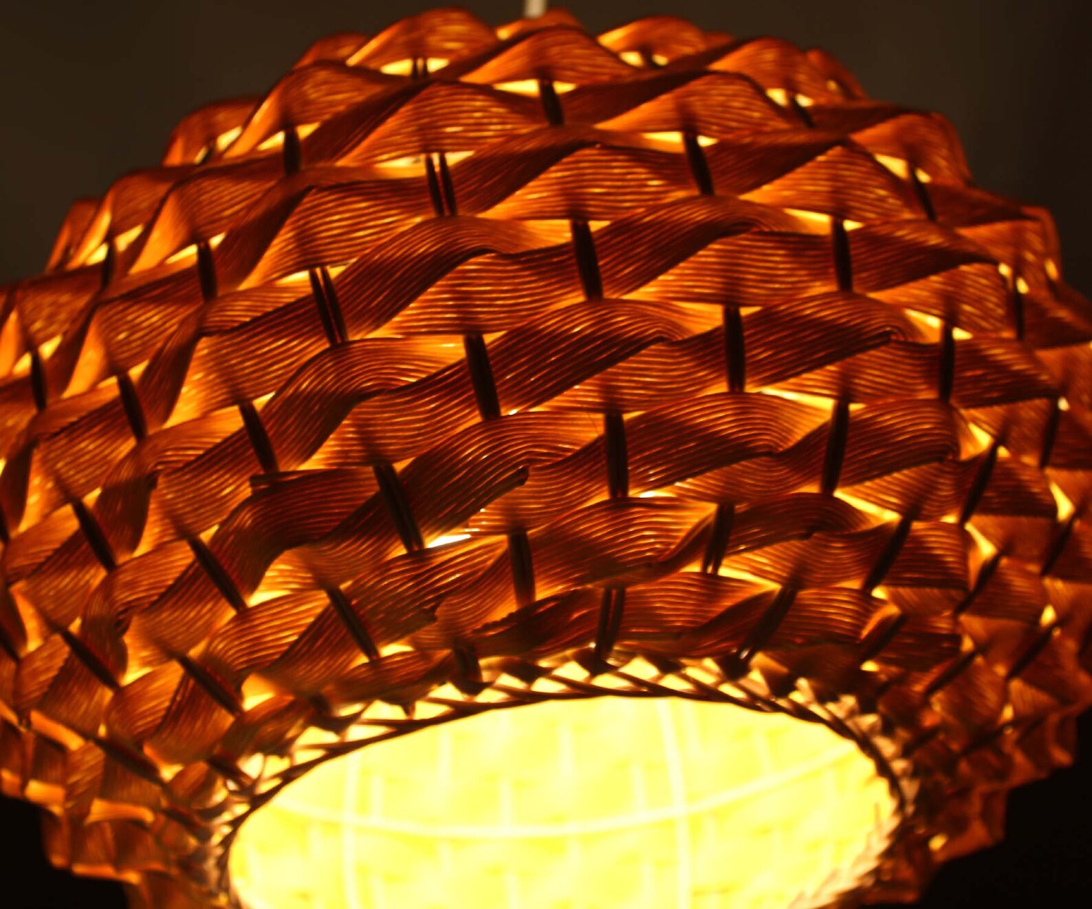 Yellow Paper Rope Pendant Light: Round Woven Lampshade, Width 15" - Etsy