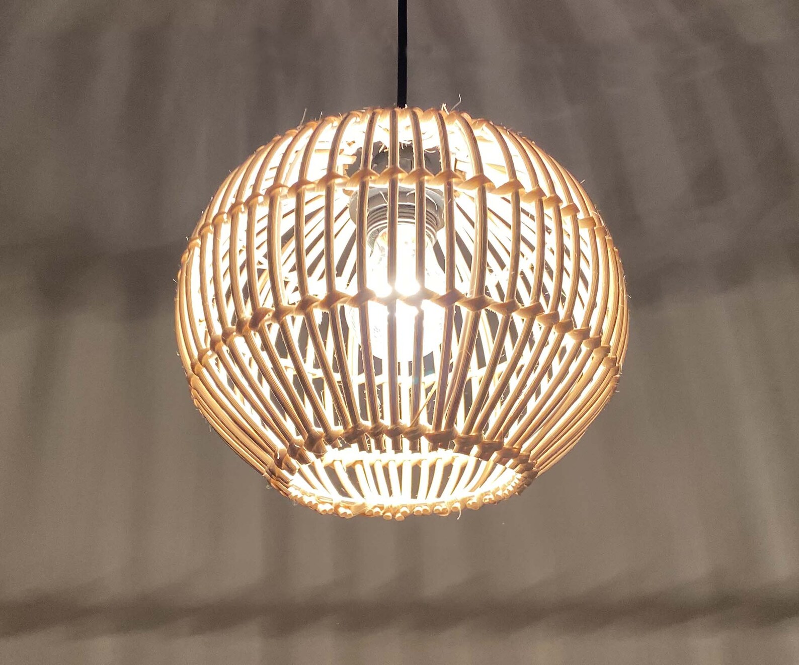 Small Spherical Rattan Pendant Light Natural Color Cloth | Etsy