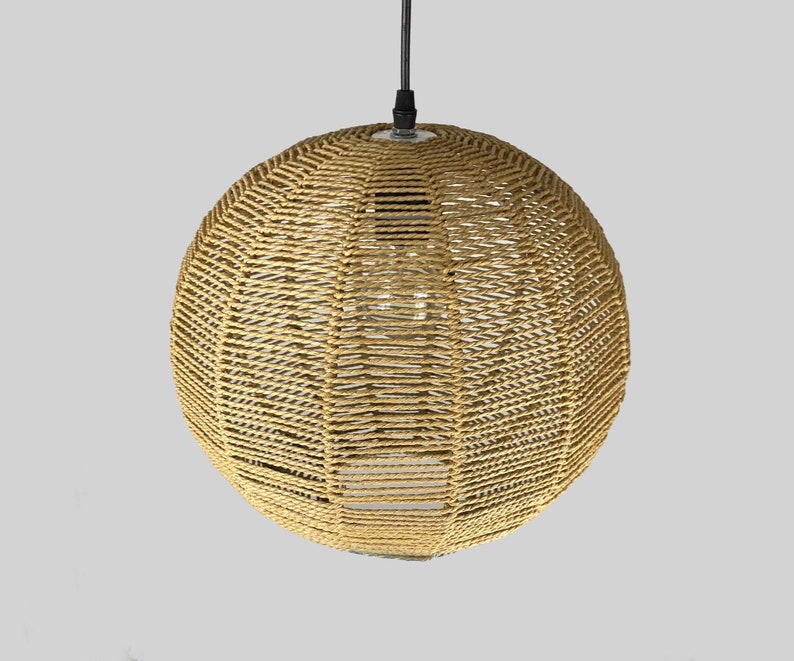 Light Brown Paper Rope Pendant Light Hand Woven Rope - Etsy