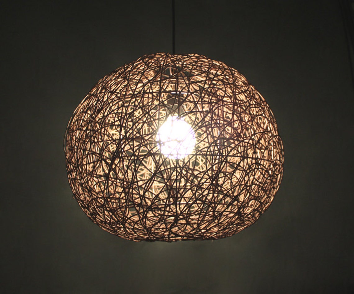 Brown Rattan Sphere Pendant Lighting-ball Lamp Shade-rattan - Etsy