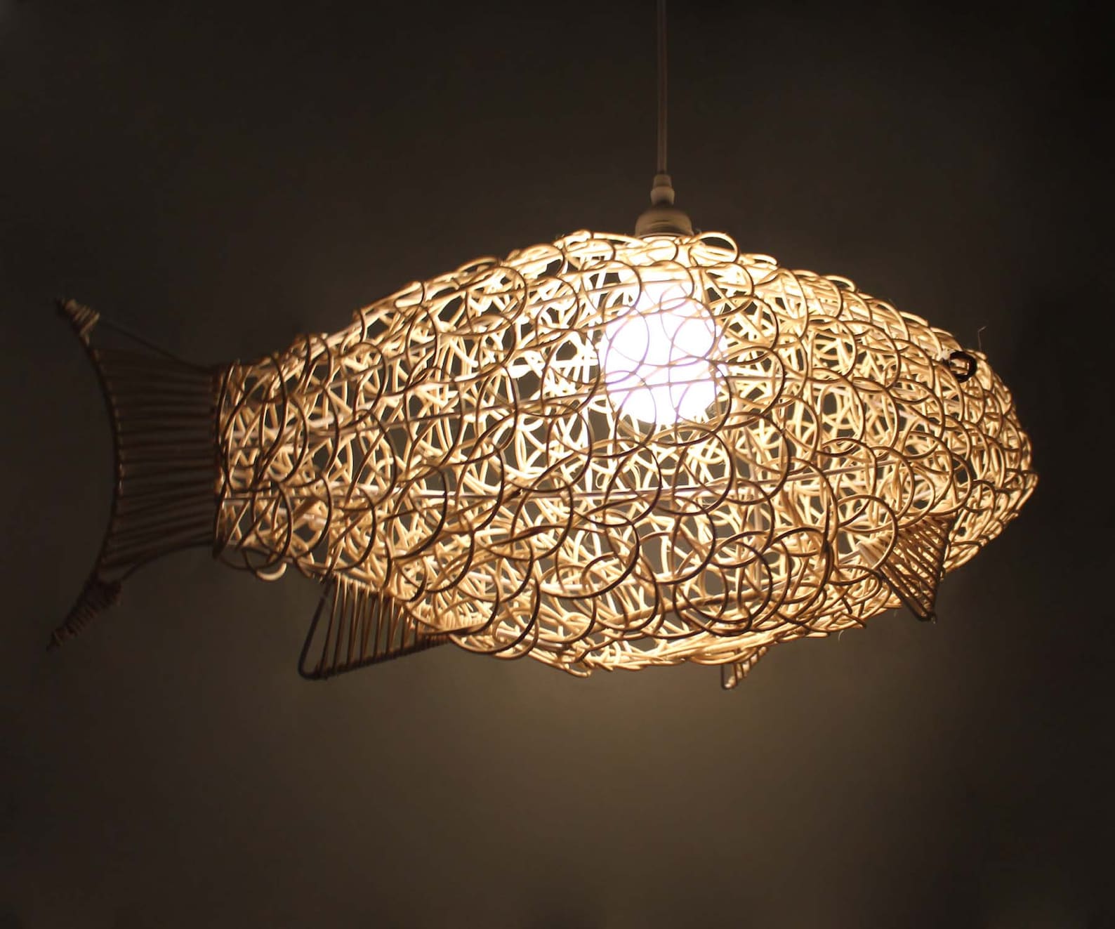 Fish Shaped Rattan Lighting Rattan Fish Pendant Lights - Etsy