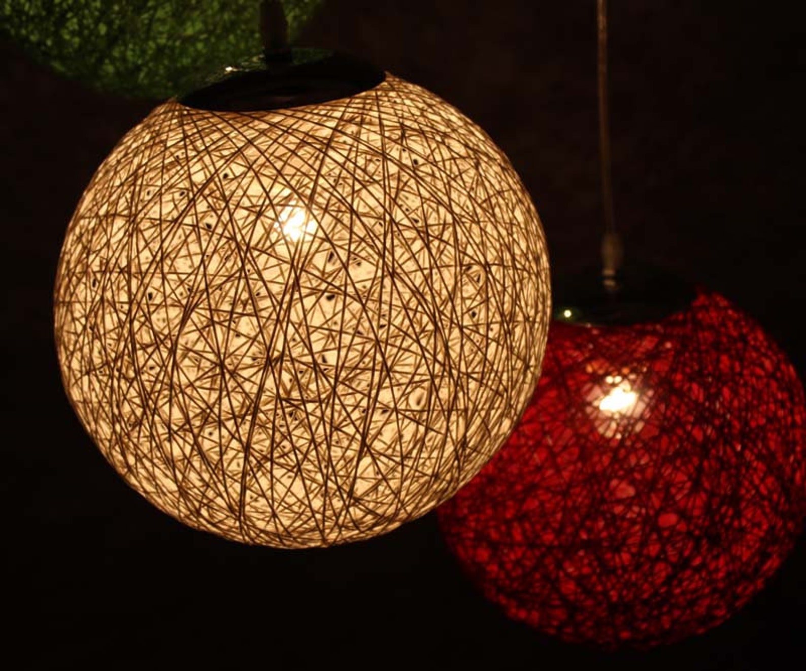 Three PCS Colorful Rope Sphere Pendant Lights-ball - Etsy